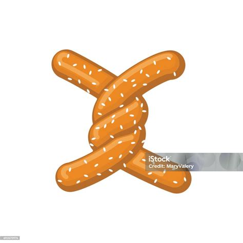 편지 X 꽈 배기입니다 글꼴 기호 간식 음식 알파벳 기호입니다 전통적인 독일 식사는 Abc 빵 0명에 대한 스톡 벡터 아트 및