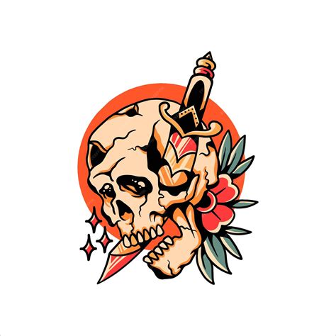 Premium Vector Broken Skull Tattoo Vector Design
