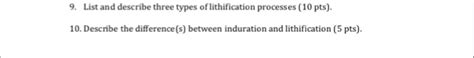Solved 9 List And Describe Three Types Of Lithification