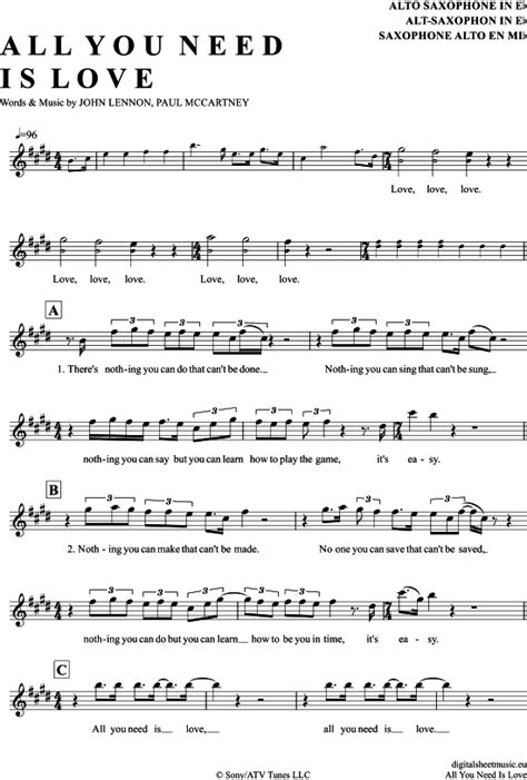 All You Need Is Love Noten Von The Beatles 7110971 Notendownload