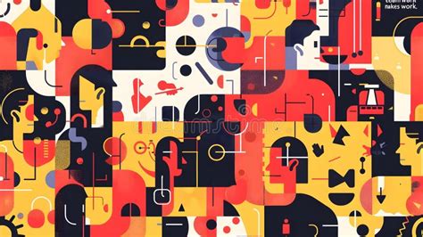 Abstract Geometric Collaboration Shapes Colors And Lines Intertwine To Symbolize Teamwork And