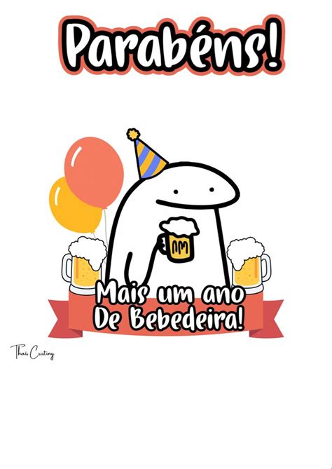 A Birthday Card With An Image Of A Dolphin Holding Beer And Balloons In