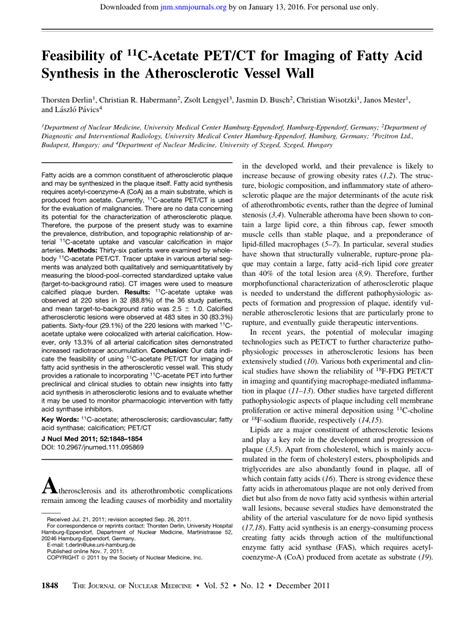 Pdf Feasibility Of C 11 Acetate Petct For Imaging Of Fatty Acid