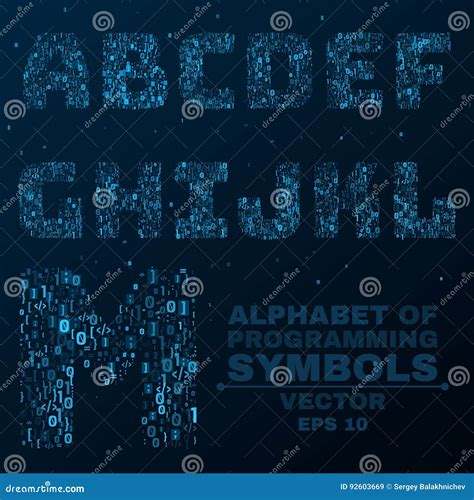 Alphabet From The Symbols Of The Program Code Programming In Design