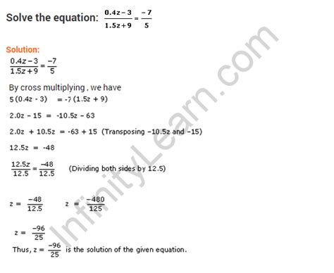 Linear Equations In One Variable Class 8 Cbse Extra Questions
