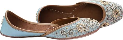 Rsk Ethnic Wear Handmade Ethnic Punjabi Jutti With Sky Blue Color
