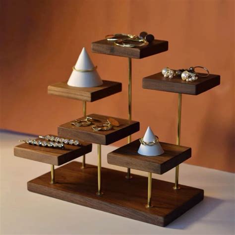 Dark Wood Jewelry Display Riser Unique Jewelry Display Holder For