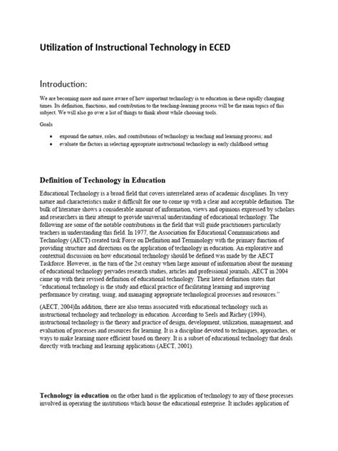 Eced 11 Submit A Portfolio On Pdf Educational Technology Teachers