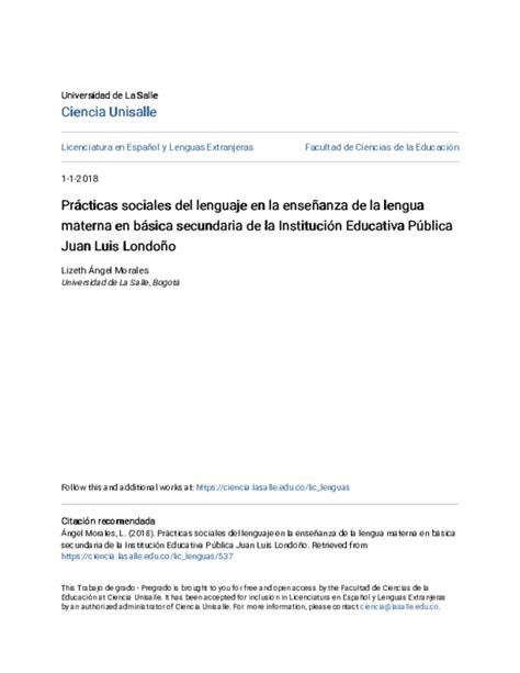 Pdf Prácticas Sociales Del Lenguaje En La Enseñanza De La Lengua