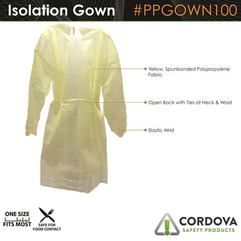 Polypropylene Isolation Gown Ppgown100 Cordova Safety