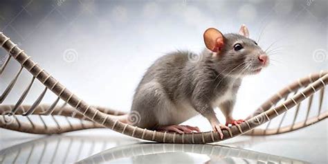 Biogenetic Symphony Curious Rat On Dna Helix Creative Ai Stock