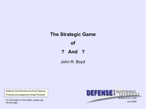 The Strategic Game Of