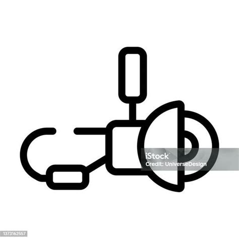 앵글 그라인더 씬 선 아이콘 작업 시공 개념 격리 된 개요 기호에서 산업 선형 아이콘 웹 디자인 및 앱에 대한 벡터 그림 기호 요소입니다 0명에 대한 스톡 벡터 아트 및