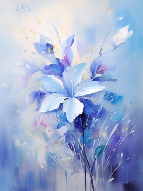 Premium Photo Abstract Magical Blue Flower Oil Painting In