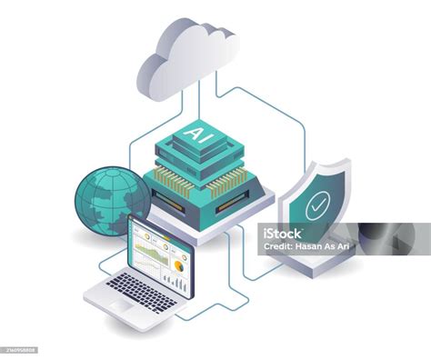 Artificial Intelligence In The World Of Server Data Security Analysis Stock Illustration