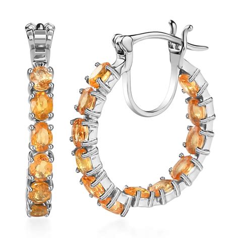 Buy Madagascar Yellow Sapphire Inside Out Hoop Earrings In Platinum