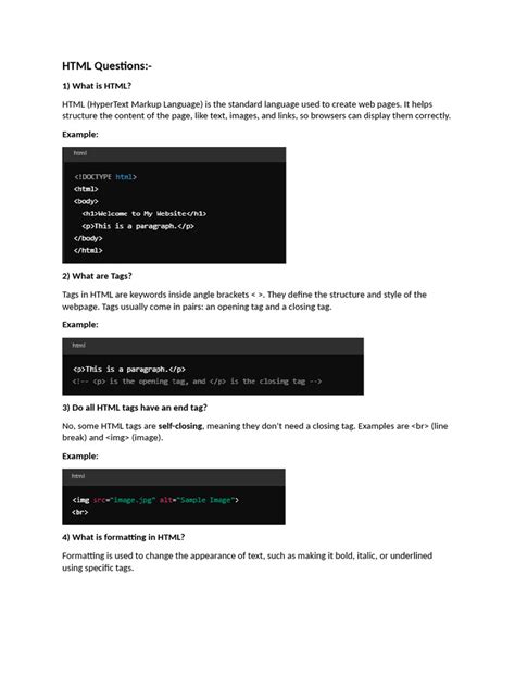 Html Question Pdf Html Element Html