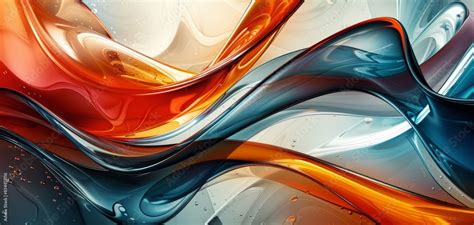 Colorful Abstract Wave Pattern In Shades Of Orange Blue And Grey Dynamic Fluid And Vibrant