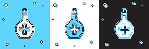 파란색과 흰색 검은 색 배경에 격리 된 물약 아이콘병을 설정합니다 마법의 물약플라스크 해피 할로윈 파티 벡터 가상 할로윈에 대한 스톡 벡터 아트 및 기타 이미지 Istock