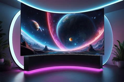Premium Photo Digital Art On A Curved Oled Display With Surround