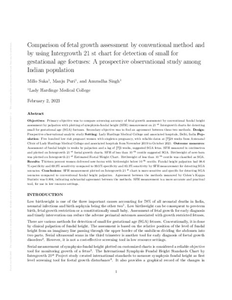 Pdf Comparison Of Fetal Growth Assessment By Conventional Method And By Using Intergrowth 21