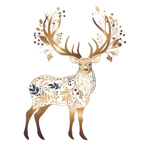 Gold Deer Christmas Clip Art Illustration Art Background Celebrate