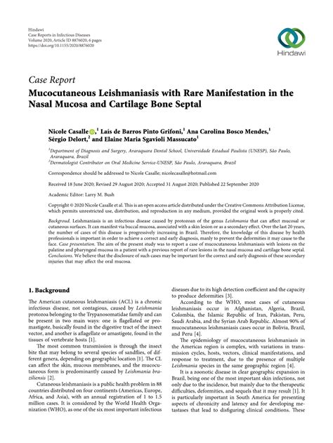 Mucocutaneous Leishmaniasis With Rare Manifestation In The Nasal Mucosa