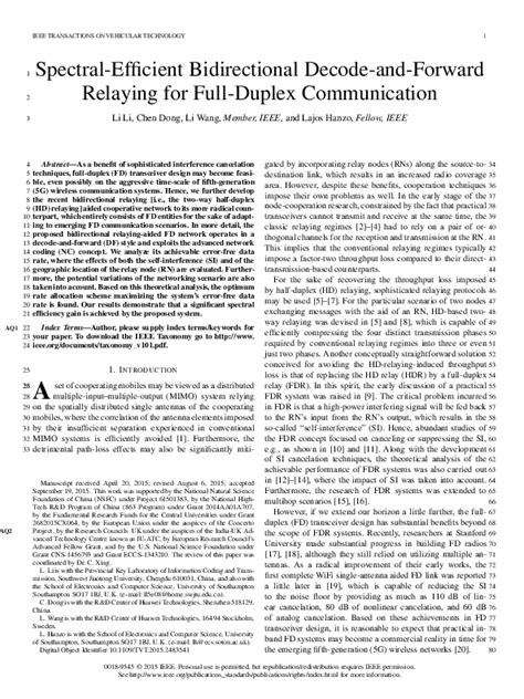 Pdf Spectral Efficient Bidirectional Decode And Forward Relaying For