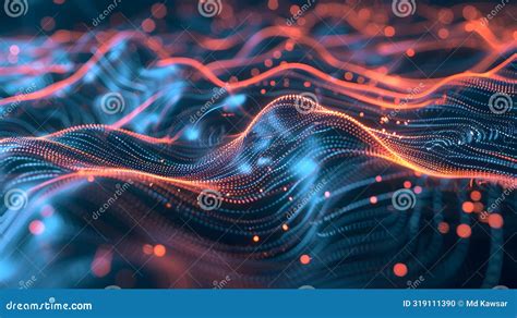 3d Render Of Glowing Data Flow In Abstract Digital Landscape Ai Generated Stock Illustration