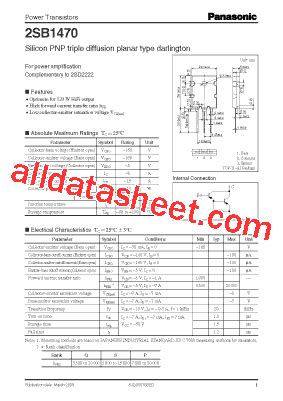 2sb1470 Datasheetpdf Panasonic Semiconductor