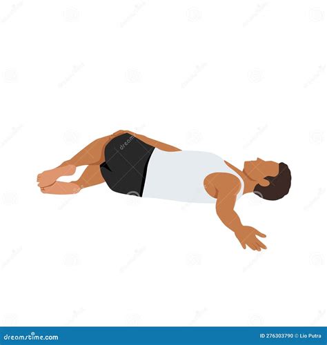 Man Doing Supta Matsyendrasana Yoga Pose Reclined Spinal Twist Pose