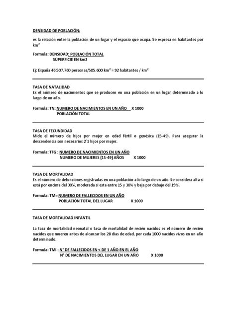 Formulasindicadoresdemograficospdf Pdf