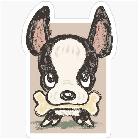 Boston Terrier And Bone Sticker Phone Decal Water Bottle Stickers Car