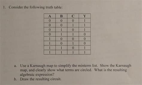 Solved 1 Consider The Following Truth Table A Use A Chegg Com