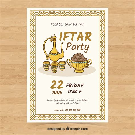 과자와 차 Iftar 파티 초대장 무료 벡터