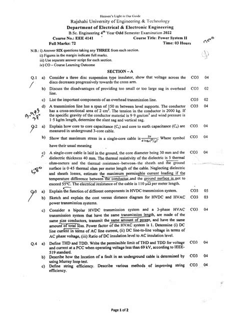 Power System Ii 4 1 Ques Pdf