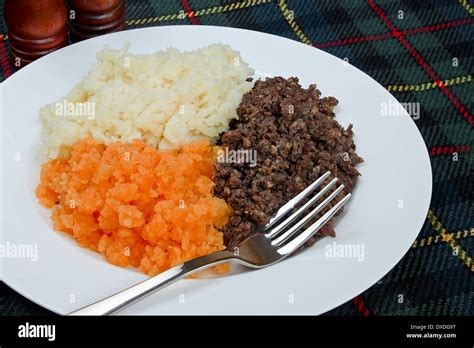 Traditional Scottish Haggis Neeps And Tatties Also Known As A Burns