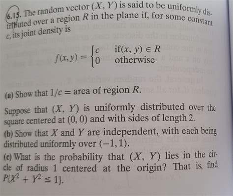 6 15 the random vector x y is said to be uniformly