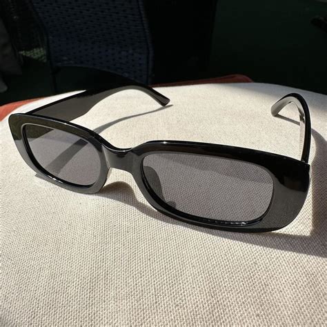 Black Rectangle Sunglasses W Black Tint Black Depop