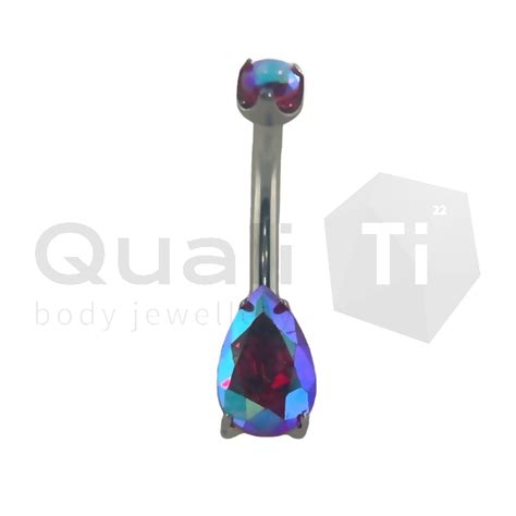 Ruby Aurora Droplet Navel Bar