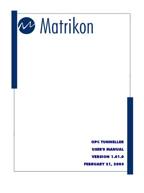 Matrikon Opc Tunneller Users Manual Pdf Port Computer Networking Server Computing
