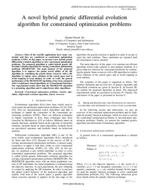 Pdf A Novel Hybrid Genetic Differential Evolution Algorithm For