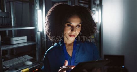 Woman Tablet And Face For Technology As Computer Engineer And Problem