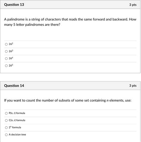 Solved Question 13 3 Pts Apalindrome Is A String Of Characters That