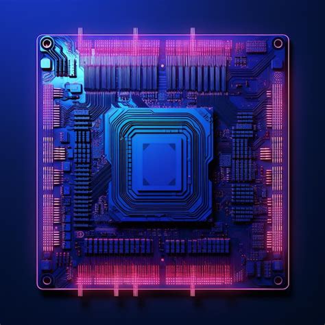 Premium Ai Image Central Computer Processor With Neon Lights Integrated Microchip Circuit
