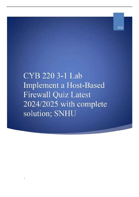 Cyb 220 3 1 Lab Implement A Host Based Firewall Quiz Latest 20242025