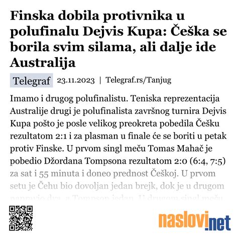Finska Dobila Protivnika U Polufinalu Dejvis Kupa Češka Se Borila Svim Silama Ali Dalje Ide