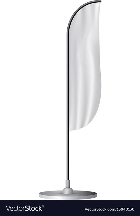 Whie Feather Flag Mockup Realistic Style Vector Image