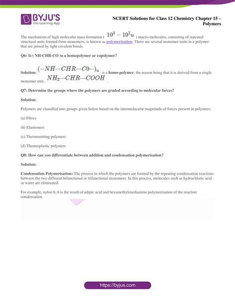NCERT Solutions For Class Chemistry Chapter Polymers