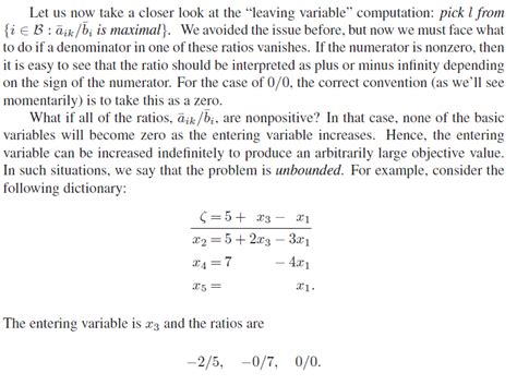 How To Tell If Linear Programming Dictionary Is Unbounded Using Ratios